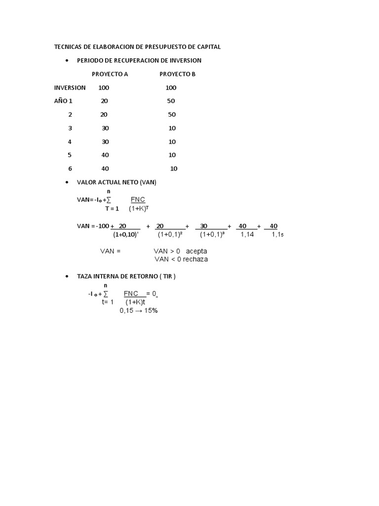 Tecnicas de Elaboracion de Presupuesto de Capital | PDF