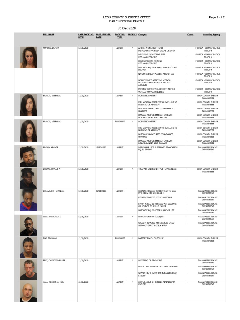 Leon County Booking Report: Dec. 31, 2020 | PDF | Deviance (Sociology ...