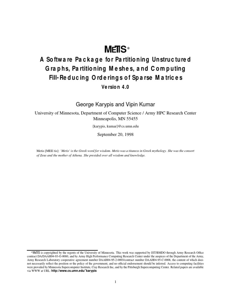 METIS Manual | PDF | Graph Theory | Finite Element Method