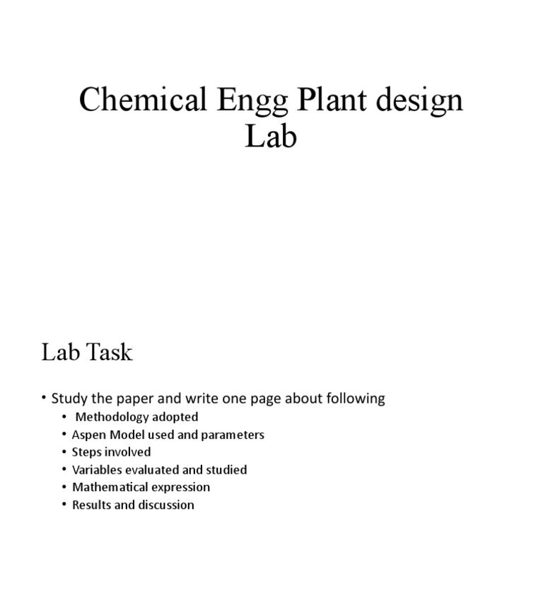 Chemical Engg Plant Design Lab | PDF