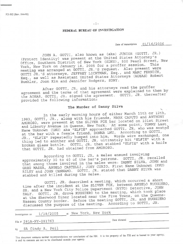 John A. Gotti Junior FBI 302 | PDF