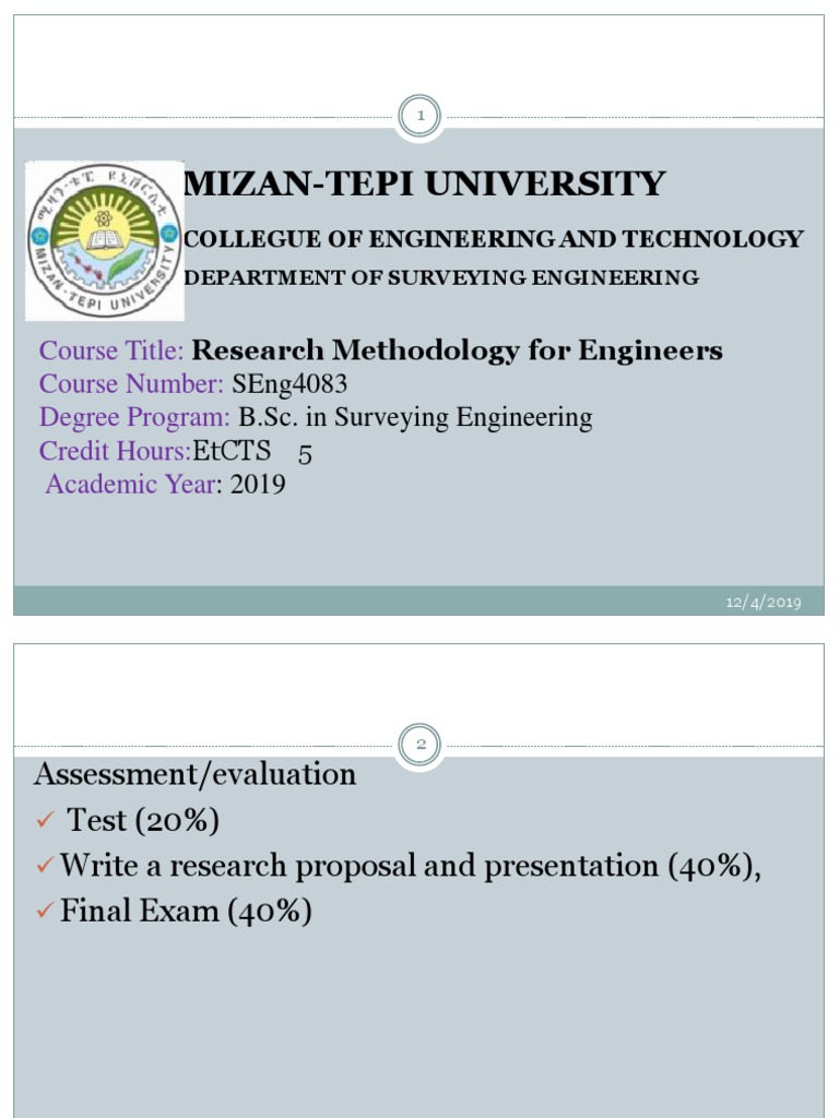 Mizan-Tepi University: Research Methodology For Engineers | PDF ...