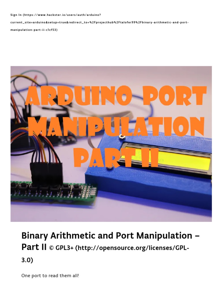 Binary Arithmetic and Port Manipulation - Part II - Arduino Project Hub PDF | PDF | Arduino ...