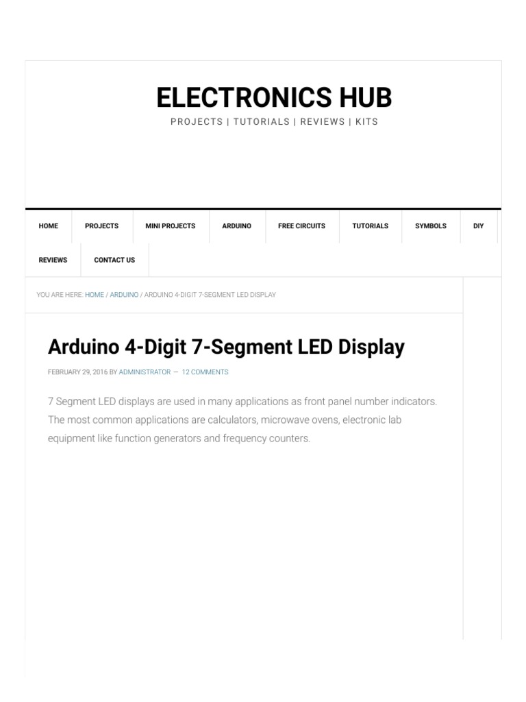 Arduino 4-Digit 7-Segment LED Display | PDF | Arduino | Anode