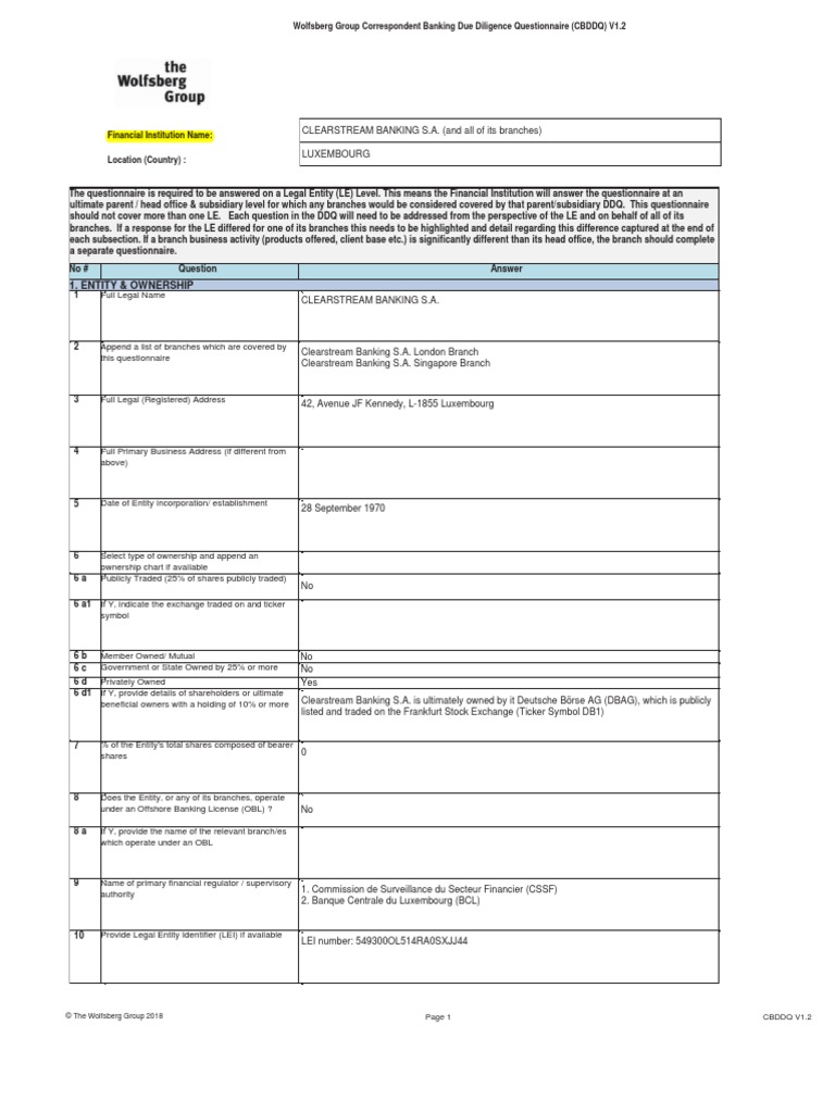 CBL Aml Questionnaire Data | PDF | Money Laundering | Banks