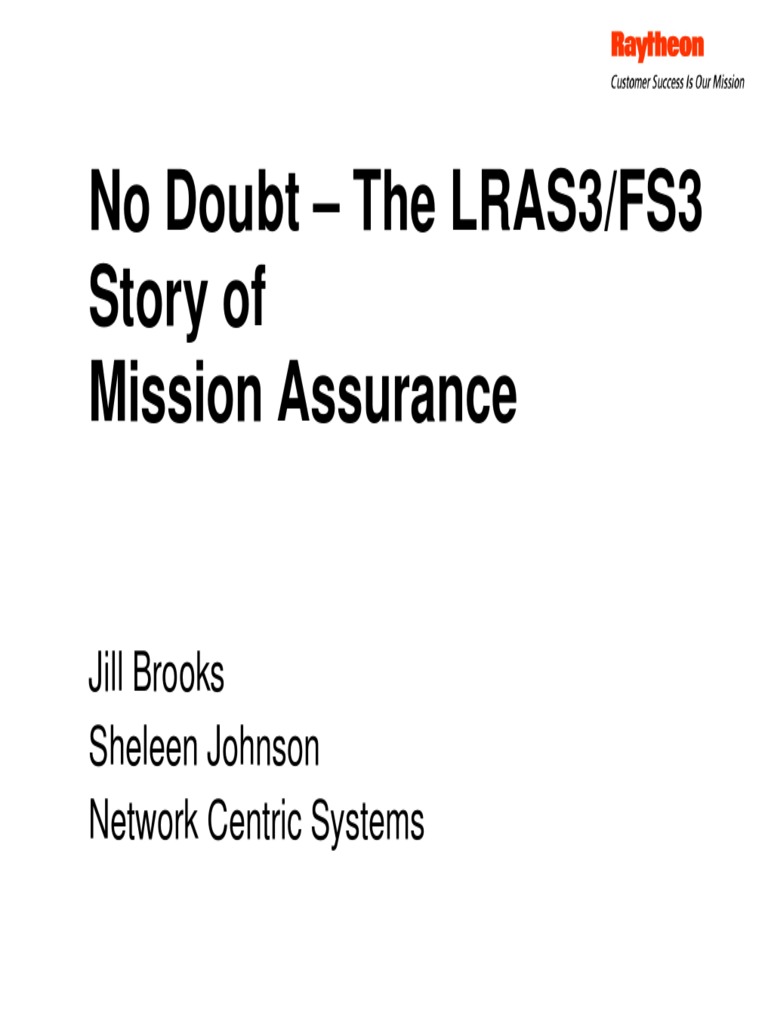 No Doubt - The LRAS3/FS3 Story of Mission Assurance: Jill Brooks ...