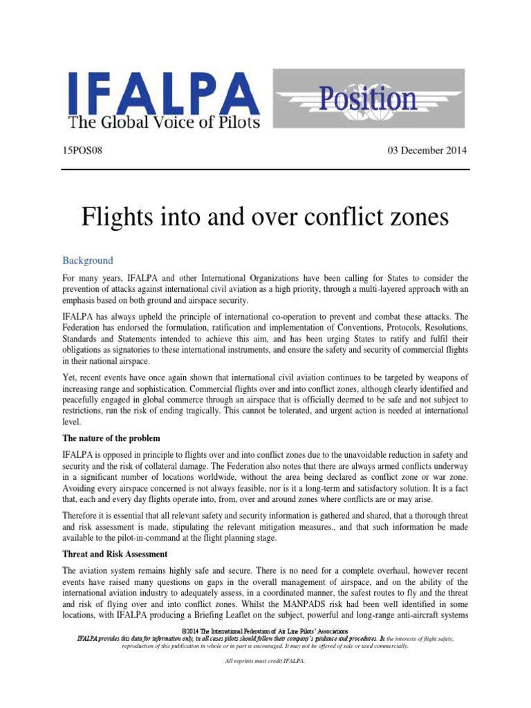 15pos08 Flights Into and Over Conflict Zones | PDF | Risk Assessment ...