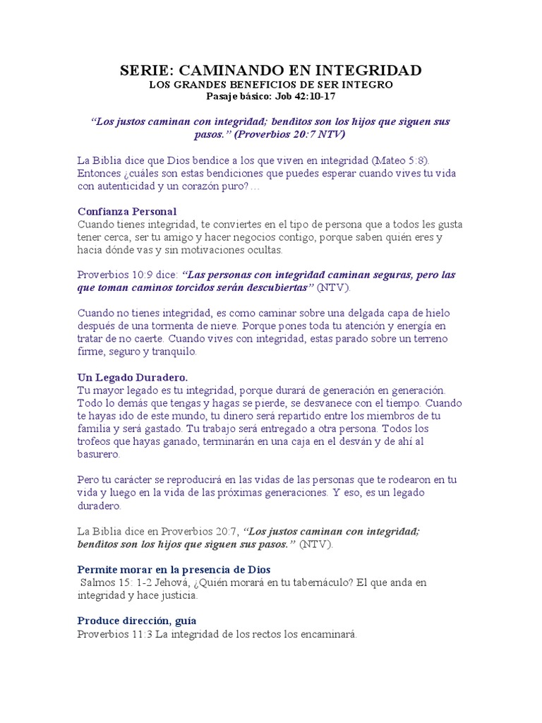 Los Grandes Beneficios de Ser Integro | PDF | Biblia | Religión y creencia