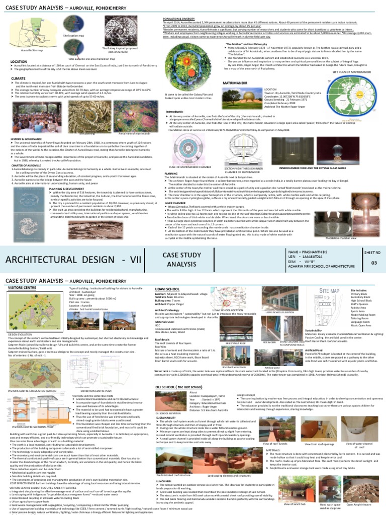 Case Study On AUROVILLE | PDF | Auroville | Building Engineering