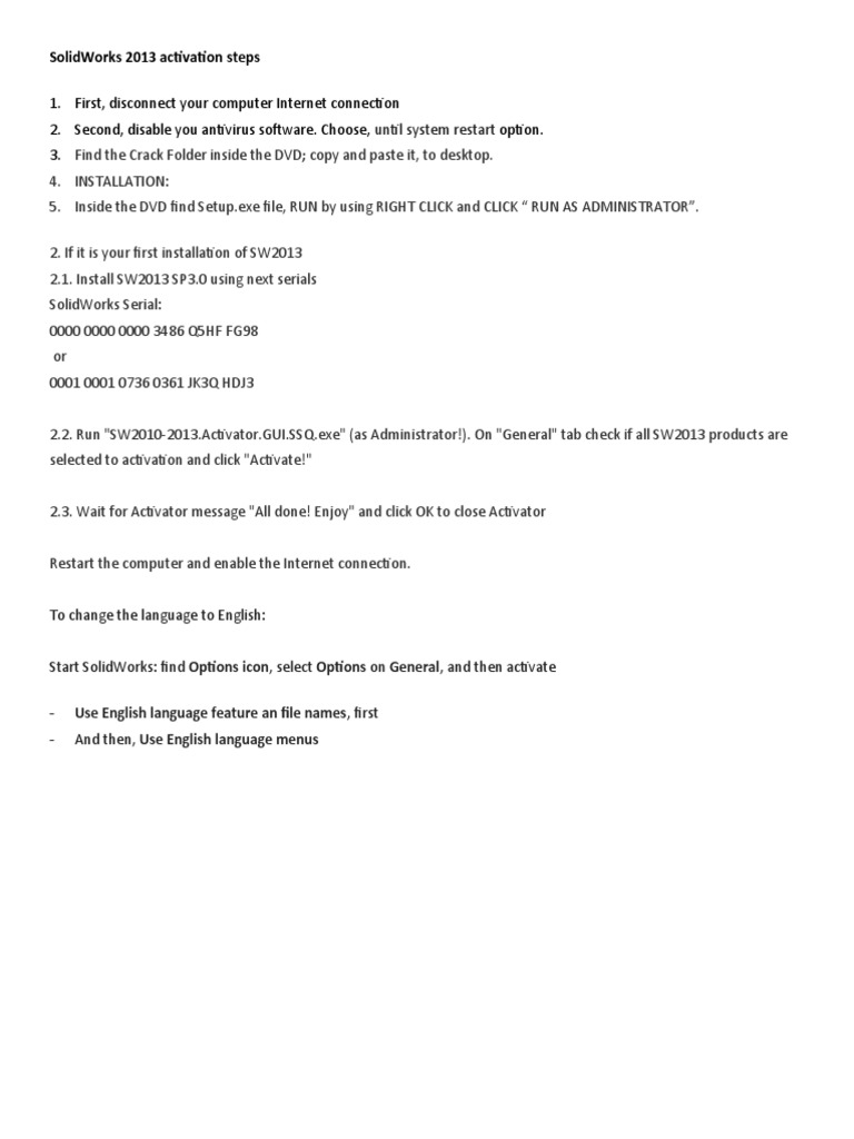 A Step-by-Step Guide to Activating SolidWorks 2013 with Serial Numbers ...