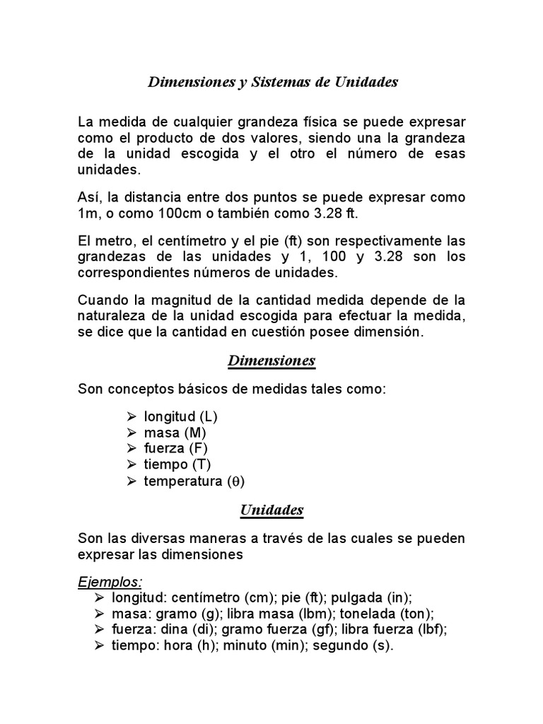 Dimensiones y Unidades | PDF | Masa | Kilogramo