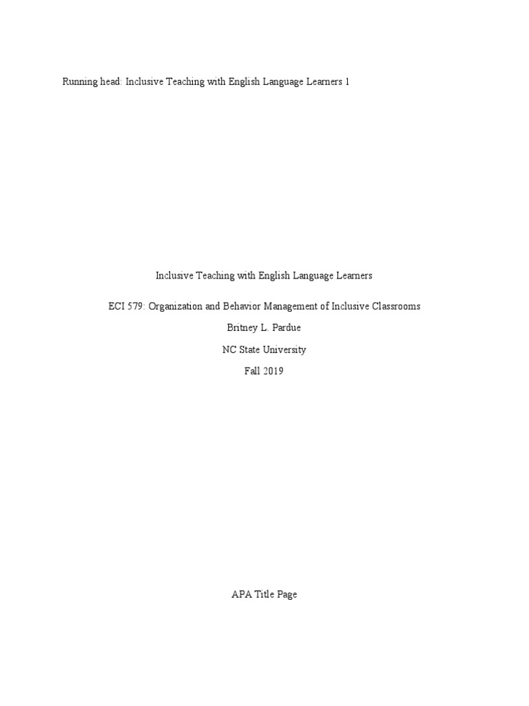 Inclusive Teaching for ELLs with Disabilities | PDF | Special Education ...