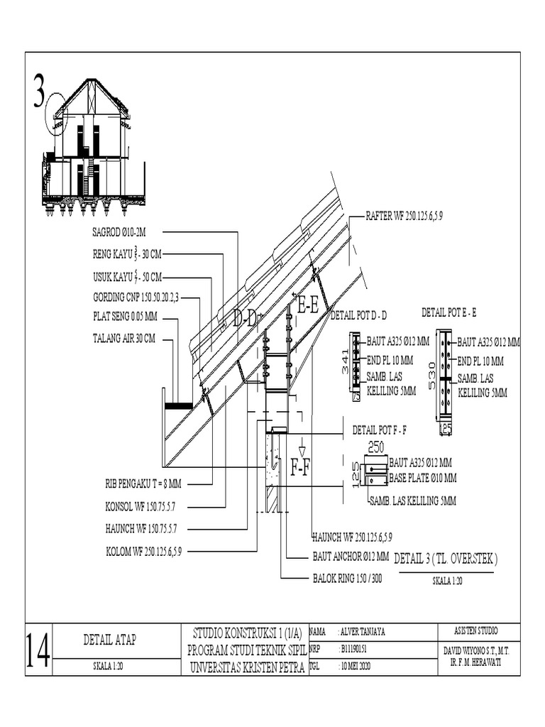 Detail Overstek Atap dan Struktur | PDF
