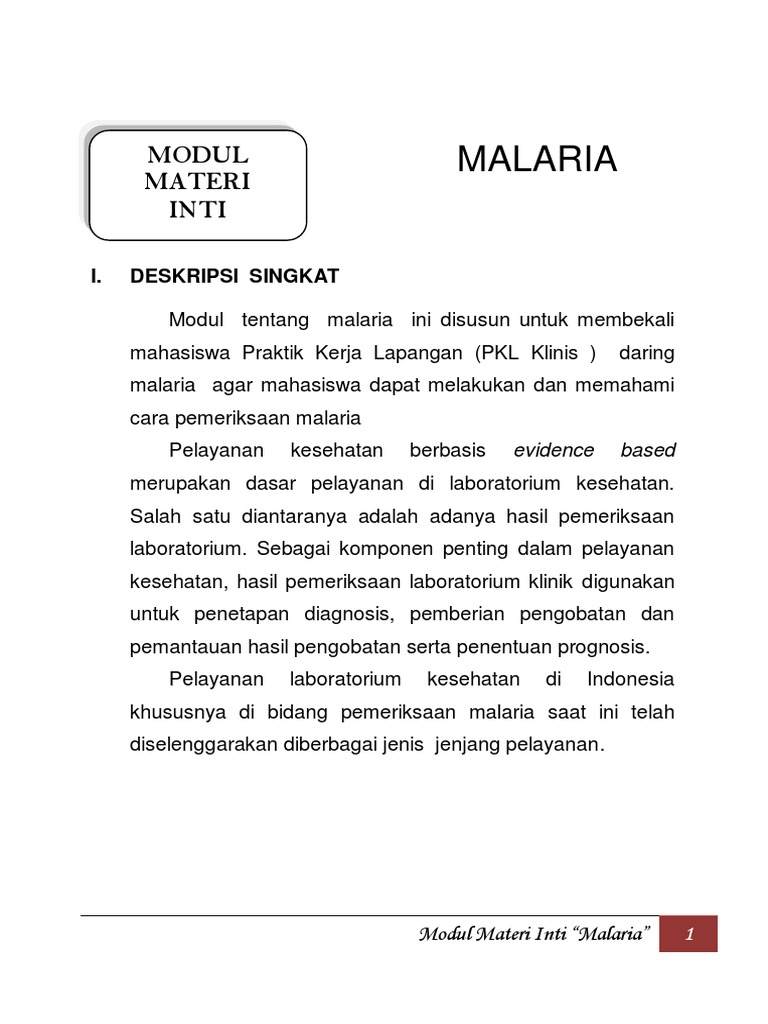 Modul PEMERIKSAAN Malaria | PDF