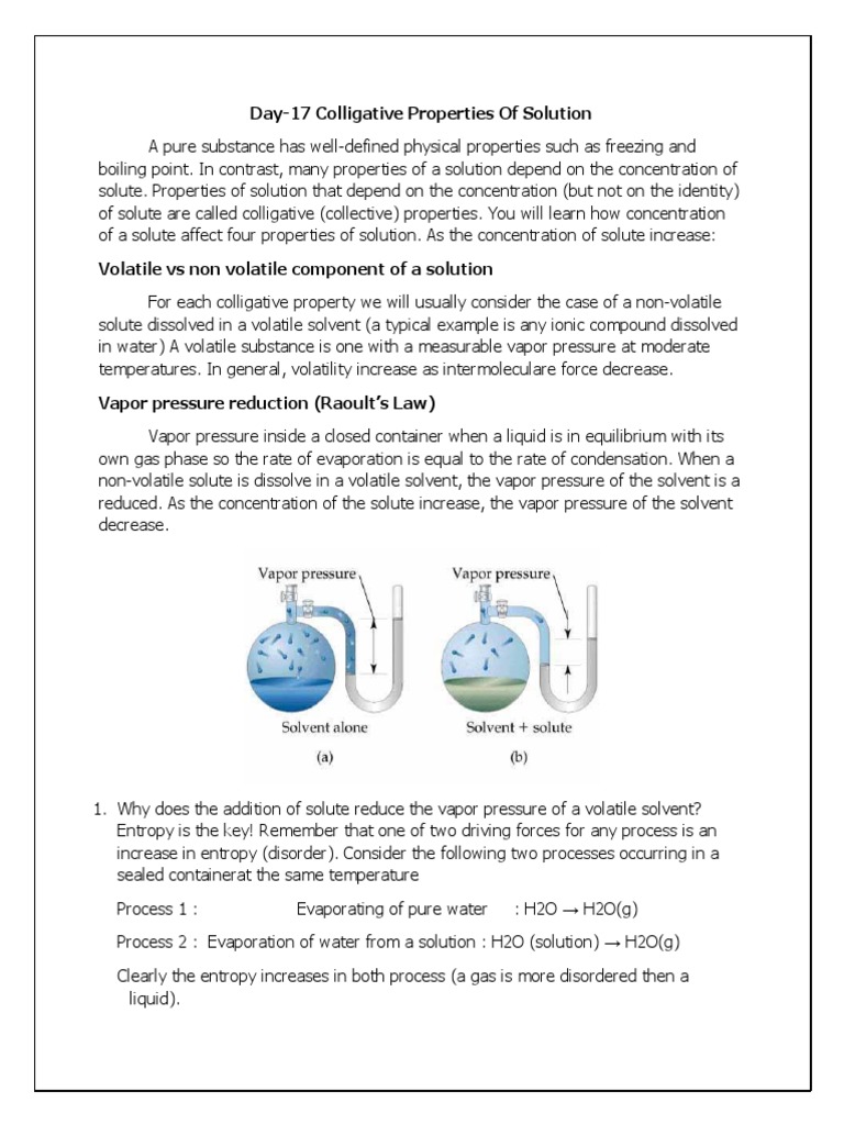 Colligative Properties Of Solutions | PDF | Osmosis | Solution