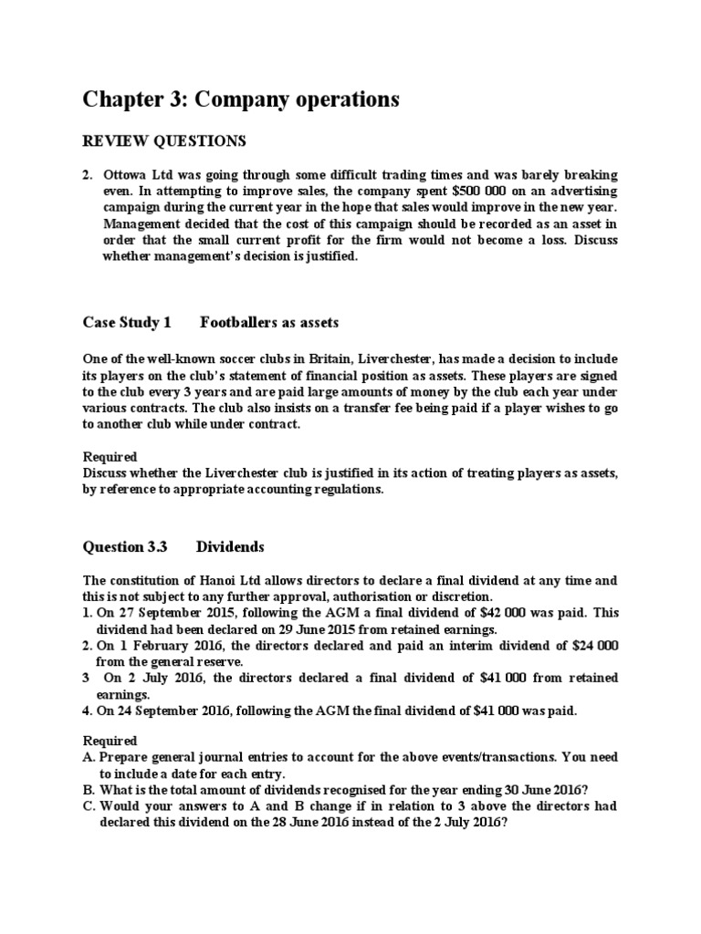 Company Operations and Financial Decisions | PDF | Dividend | Equity ...