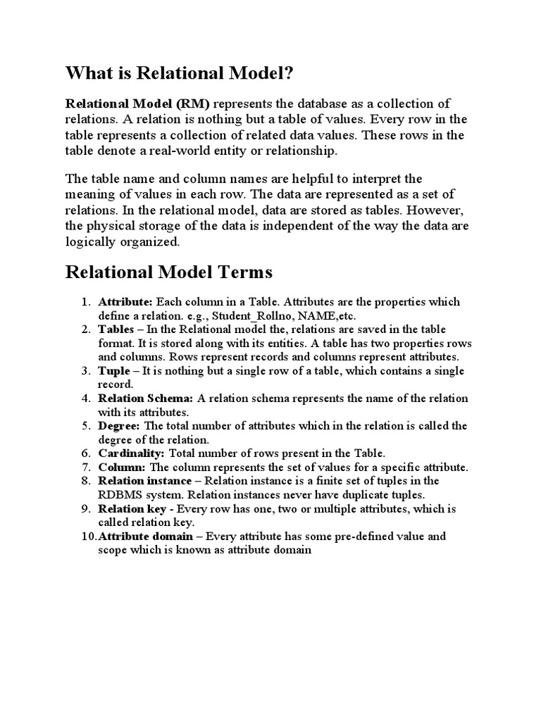 Relational Model | PDF | Relational Database | Relational Model