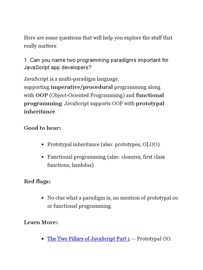 JavaScript Programming Paradigms Explained | PDF | Functional Programming | Inheritance (Object ...