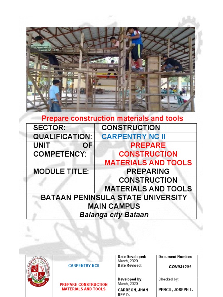Cblm. Common Competency For Carpentry NC Ii Jhan Rey D. Carreon Btvte ...
