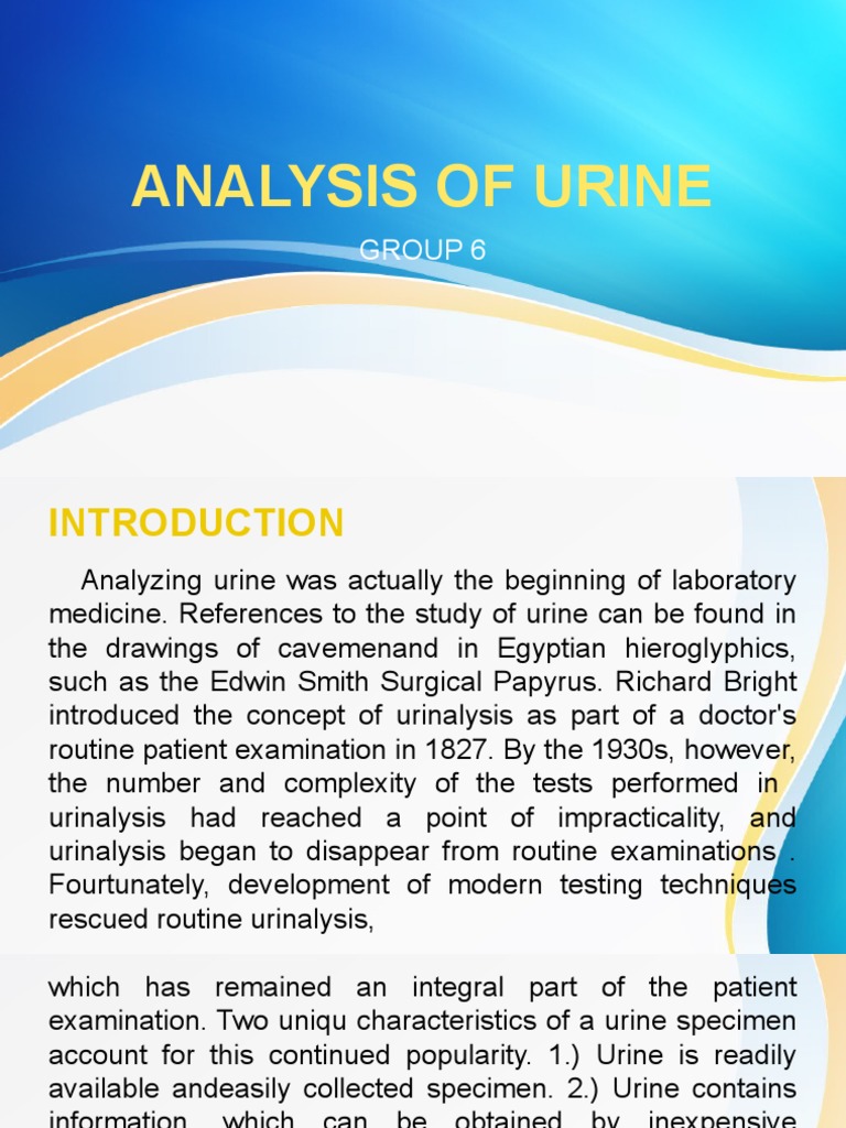 Analysis of Urine | PDF | Urine | Medical Specialties