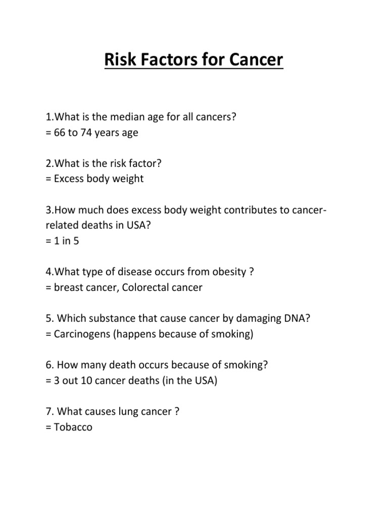 Risk Factors For Cancer | PDF