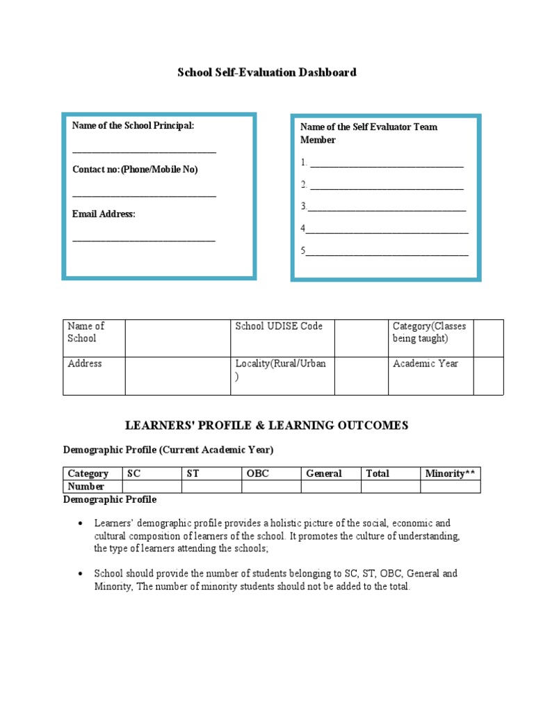 Self Evaluation Dashboard | PDF | Educational Assessment | Teachers