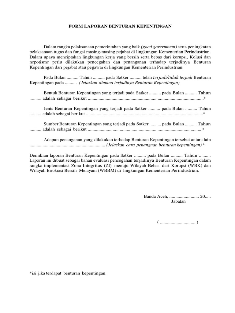 4 Form Laporan Benturan Kepentingan | PDF