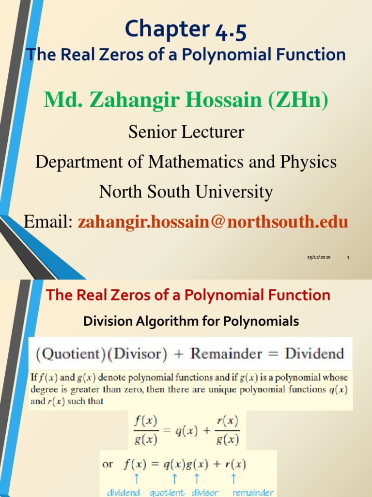 Real Zeros of Polynomial Functions | PDF | Business