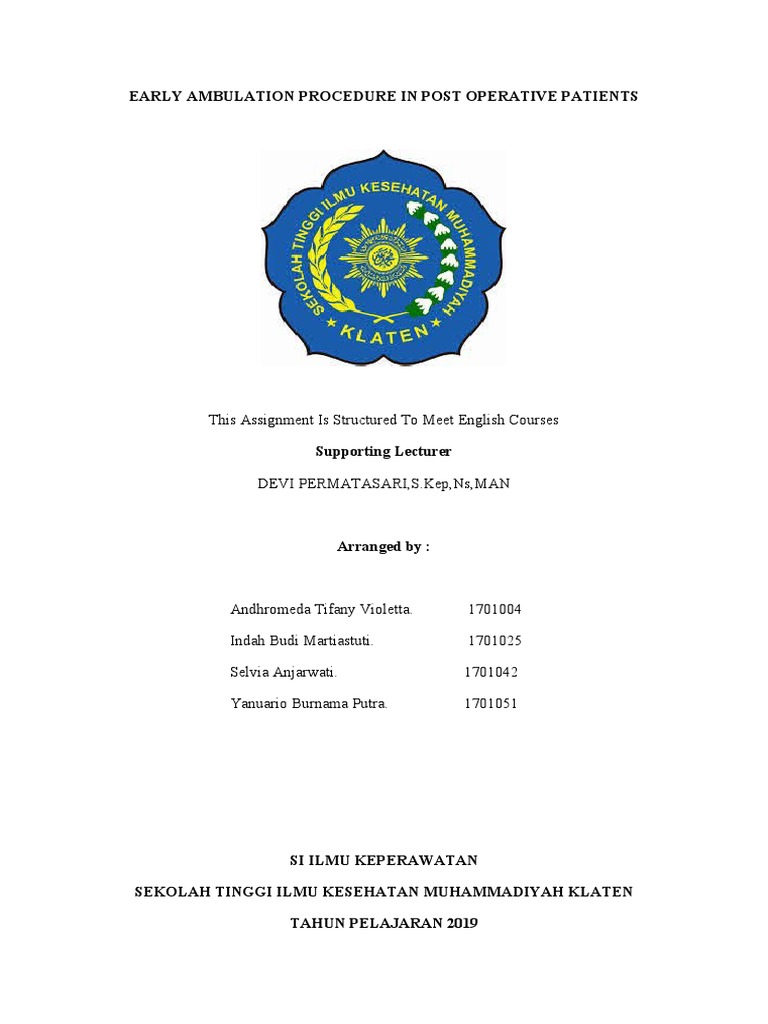Early Ambulation Procedure in Postoperative Patients | PDF | Anatomical ...