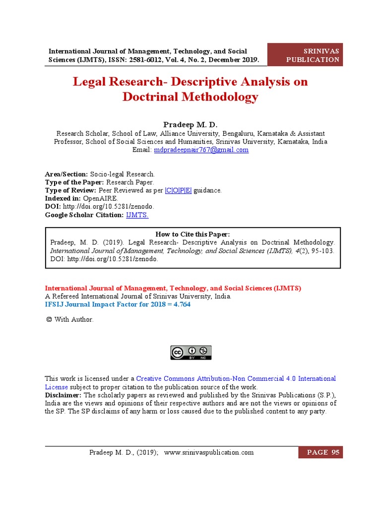 Legal Research-Descriptive Analysis On Doctrinal Methodology | PDF ...