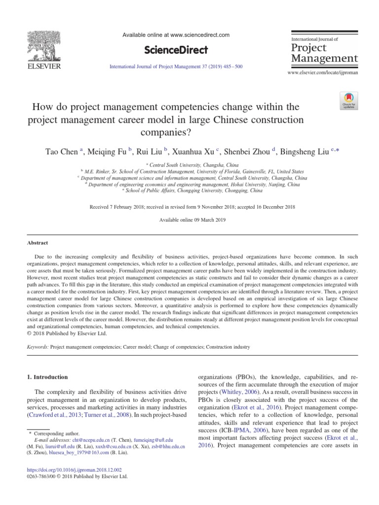 How Do Project Management Competencies Change Within - 2019 ...