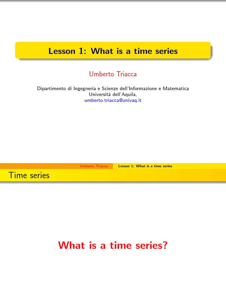Lesson 1: What Is A Time Series: Umberto Triacca | Download Free PDF ...