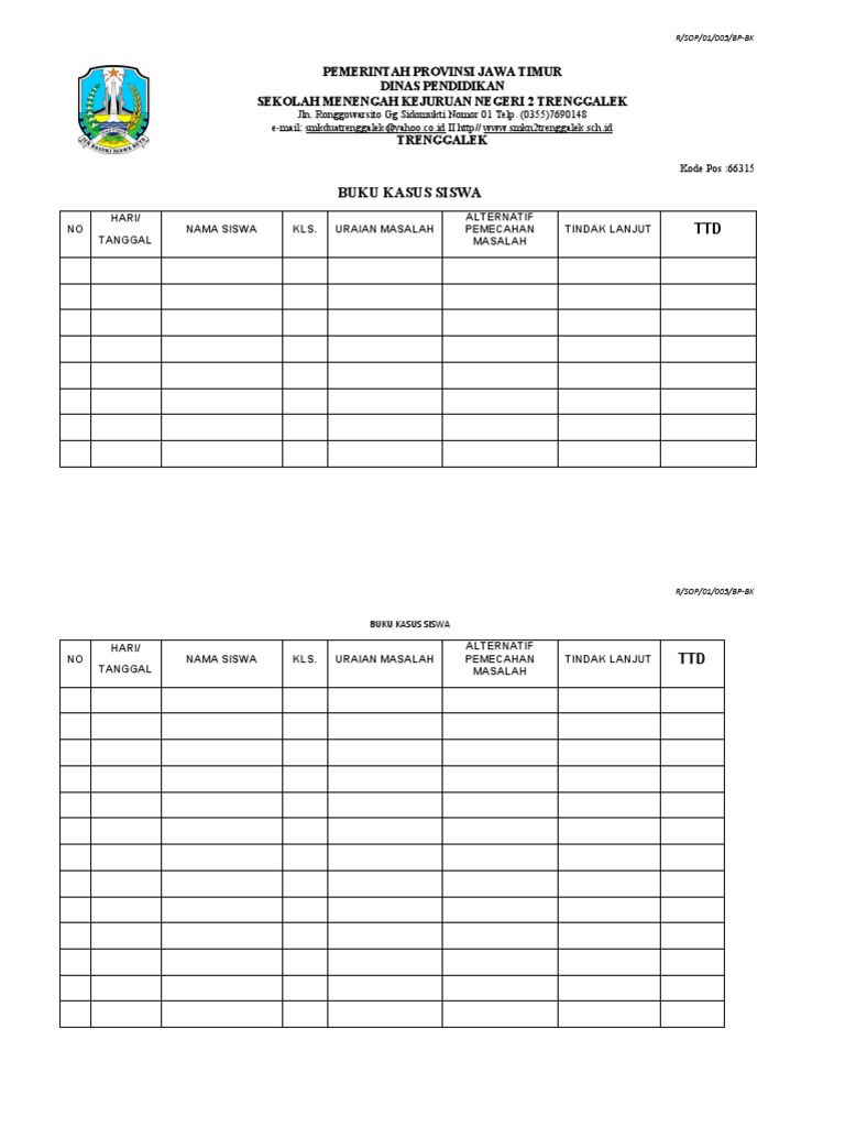 Contoh Buku Kasus Siswa - Bimbingan Dan Konseling | PDF