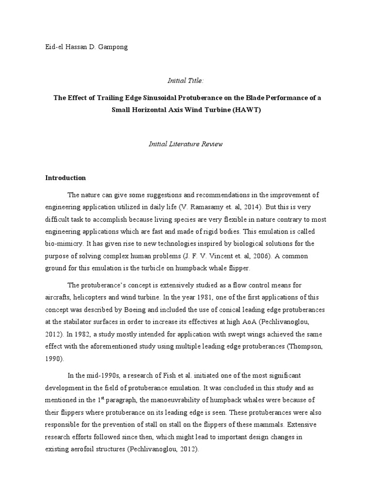 The Effect of Trailing Edge Sinusoidal Protuberance On The Blade ...