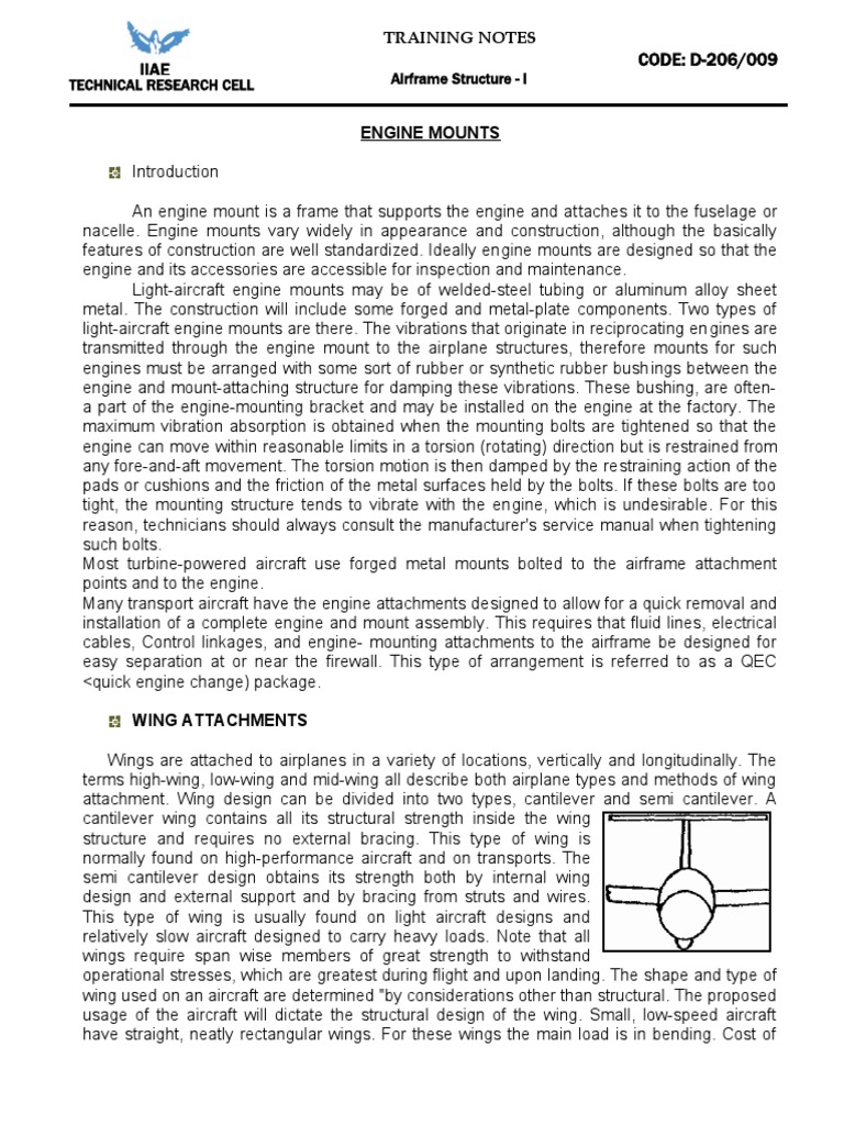 Engine and Wing Attachments Overview | PDF | Aircraft | Airplane