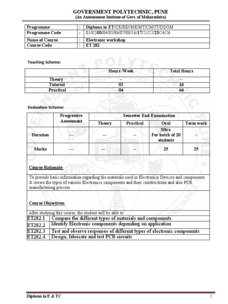Government Polytechnic, Pune: (An Autonomous Institute of Govt. of ...