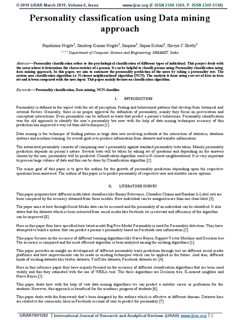 Personality Prediction System | PDF | Statistical Classification | Machine Learning