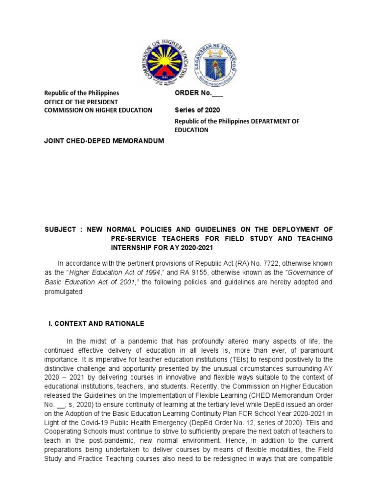 Draft Policies and Guidelines For The Deployment of Pre Service ...