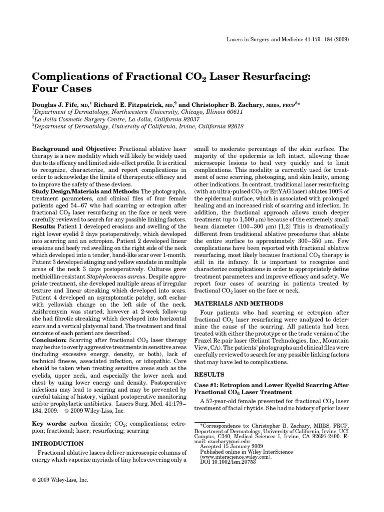 Fractional CO2 Laser Complications | PDF | Scar | Medical Specialties