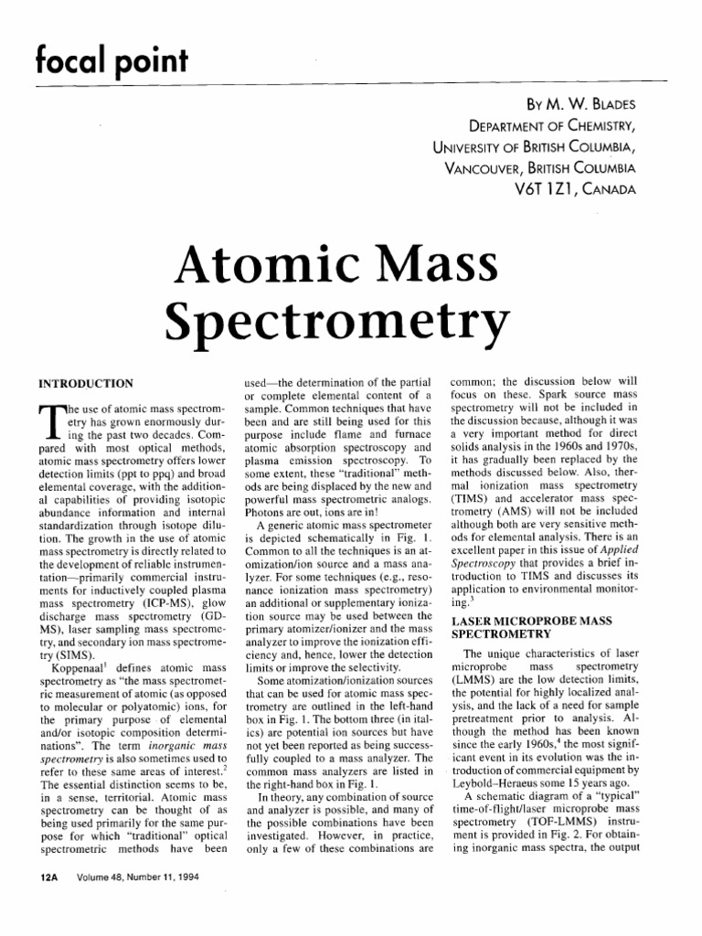Atomic Mass Spectrometry Advances | PDF | Mass Spectrometry ...