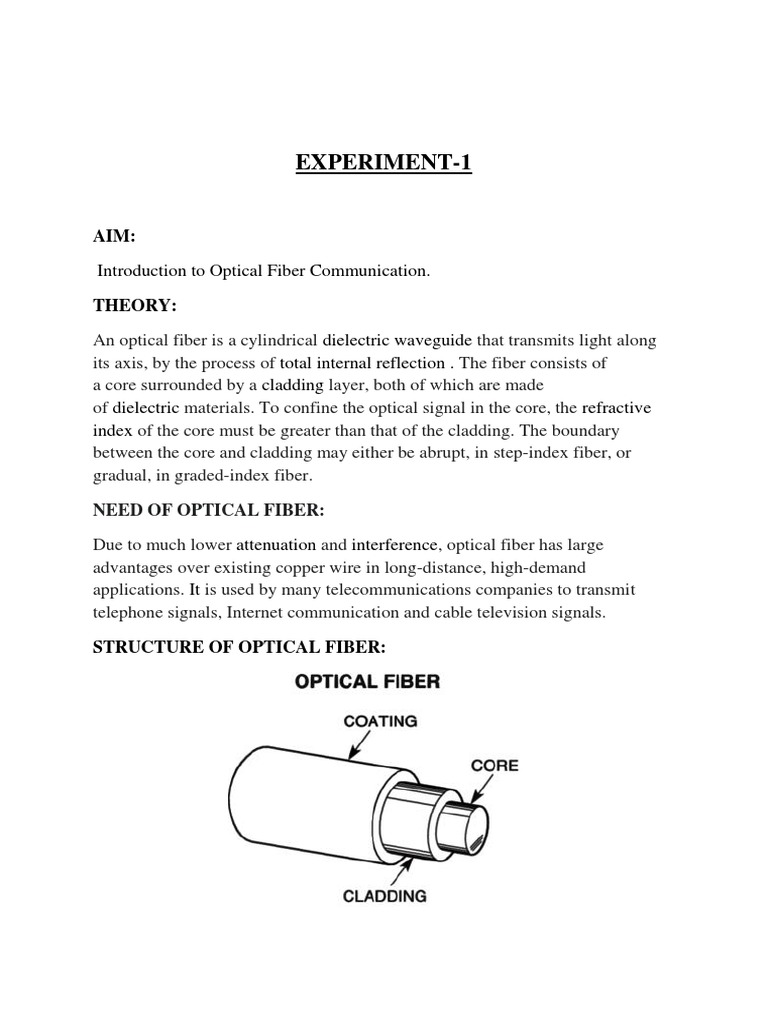 Experiment-1: Introduction To Optical Fiber Communication | PDF ...