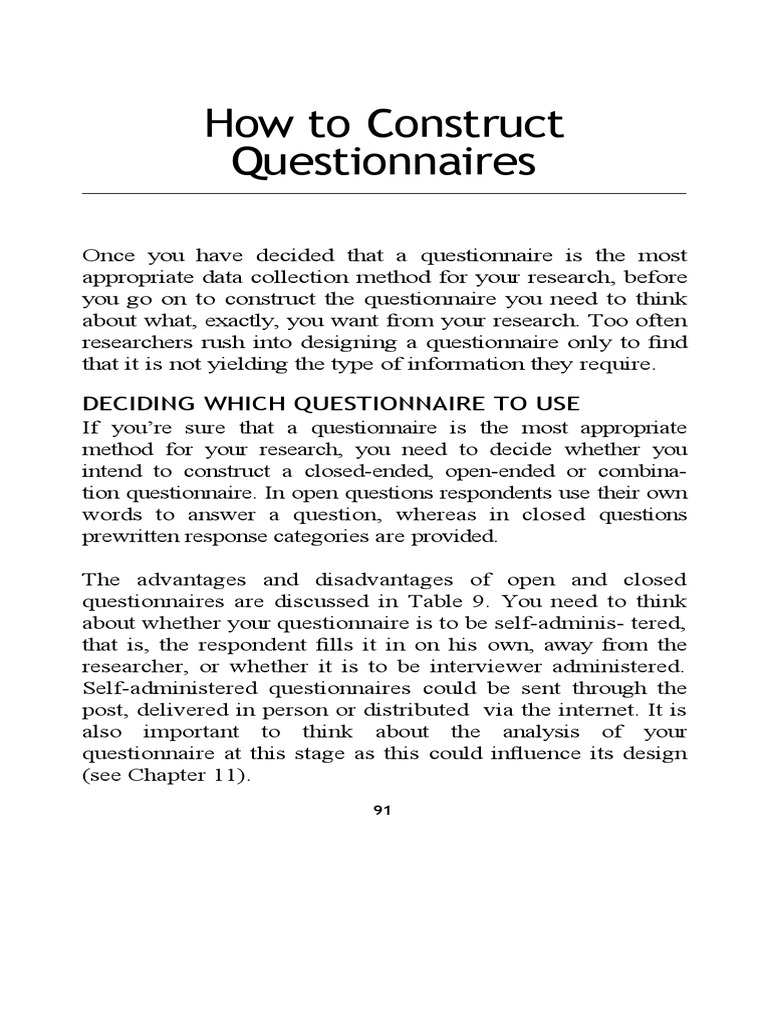 Capt. 9 How To Construct Questionnaires | PDF | Questionnaire | Question