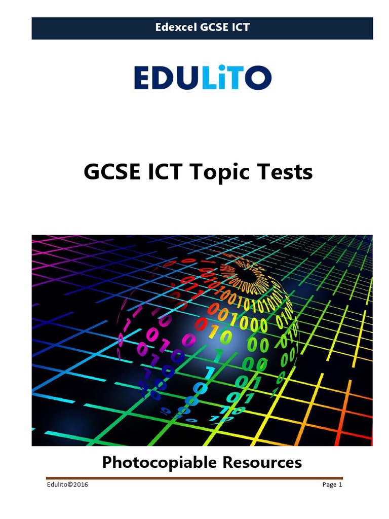 Edexcel GCSE ICT End of TopicTests PDF | PDF | Internet Access ...