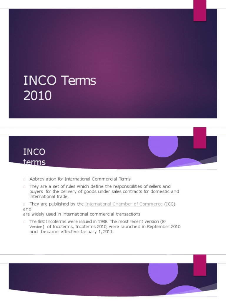 Inco Terms | PDF | International Trade | Industries