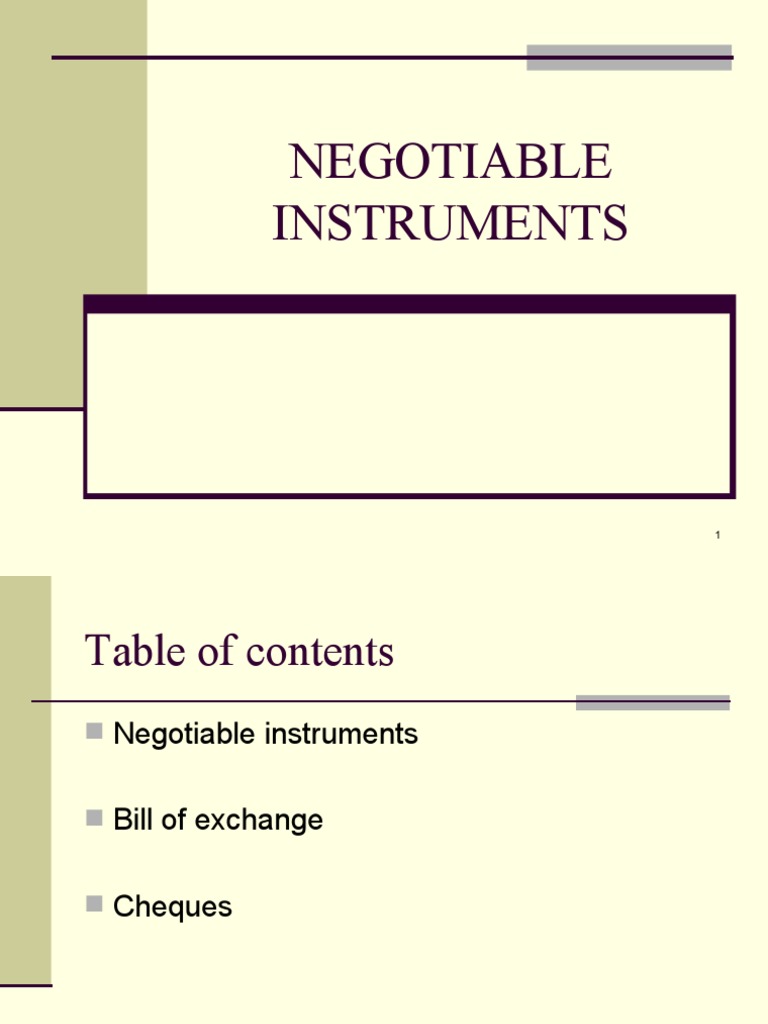 Negotiable Instruments | PDF | Cheque | Payments