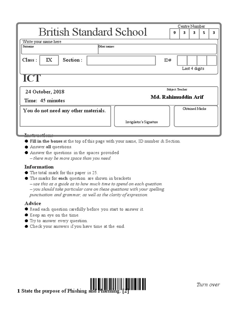 (9-1) Igcse Ict Chapter 6 - 7 | PDF | Educational Technology | Question