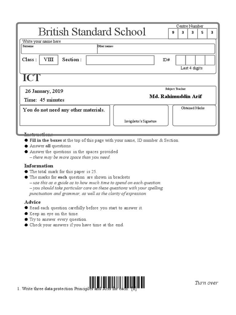 ICT Revision Notes for Class VIII | PDF | Communication | Business