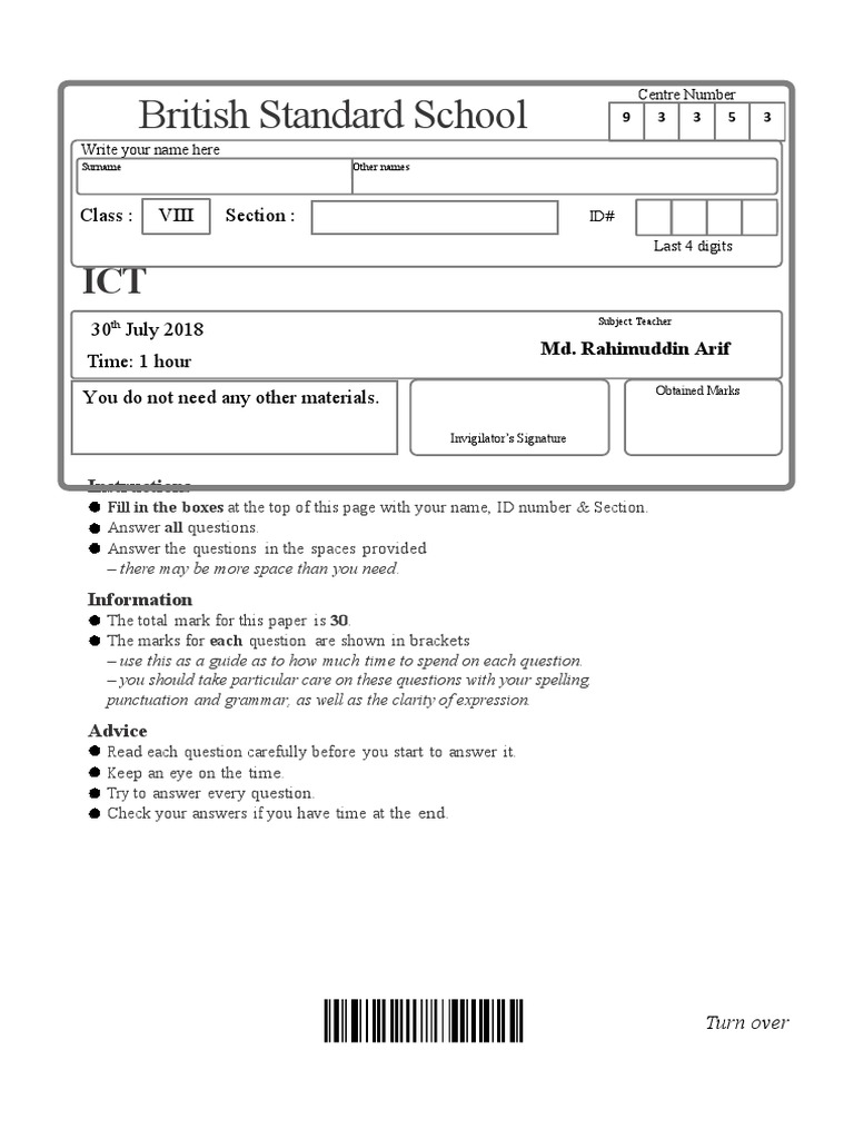 Igcse Ict Fundamental Computer Mock 1 | PDF | Communication | Computing