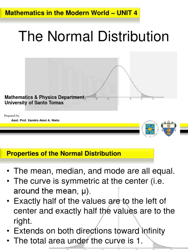 The Normal Distribution: Mathematics in The Modern World - Unit 4 | PDF ...