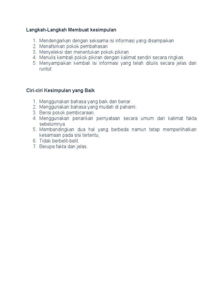 Langkah Membuat Kesimpulan | PDF